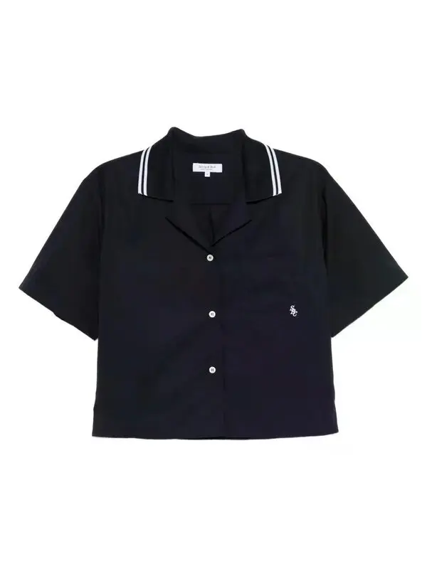 SPORTY & RICH Cotton Shirt With Embroidered Logo - Blue