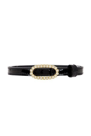 Valentino Garavani V Logo Signature Patent Leather Belt - Nero