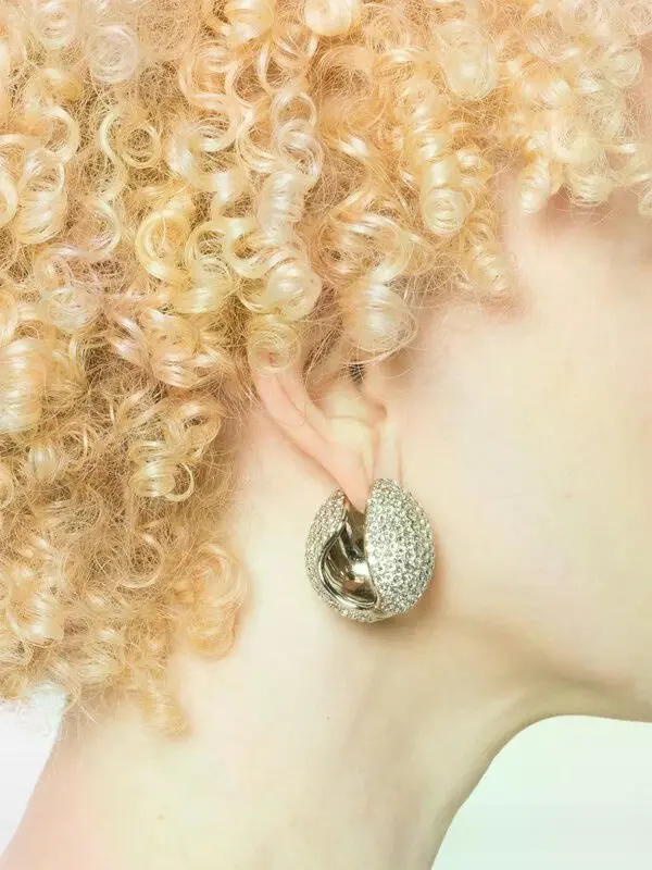 Coperni Crystal-embellished Sculptural Hoop Earrings - Silver
