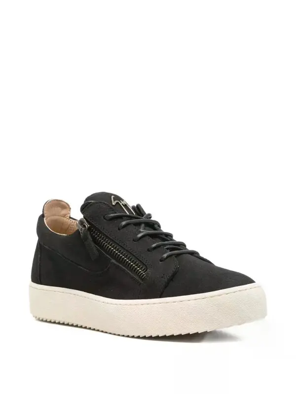 GIUSEPPE ZANOTTI Zip-detail Lace-up Sneakers - Black