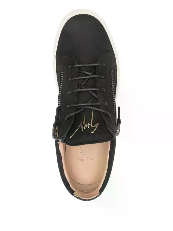 GIUSEPPE ZANOTTI Zip-detail Lace-up Sneakers - Black