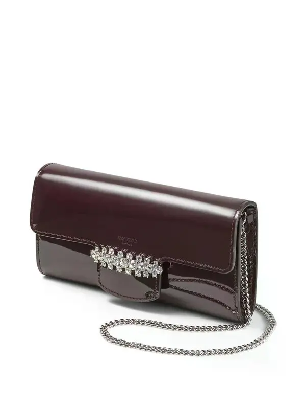 JIMMY CHOO Bing Crystal Embellished Patent Leather Clutch Bag
