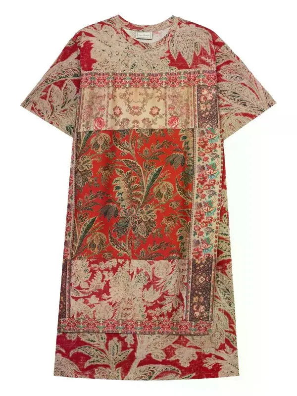 PIERRE-LOUIS MASCIA Patchwork-print T-shirt - Red