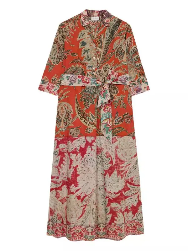 PIERRE-LOUIS MASCIA Diomedes Paisley-print Belted Dress - Red