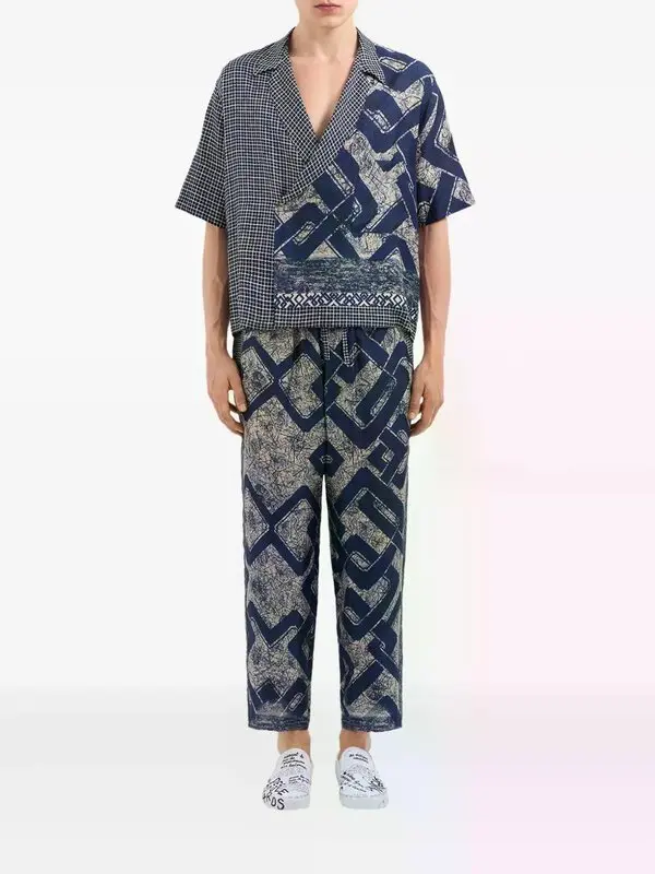 PIERRE-LOUIS MASCIA Short Sleeve Geometric Print Shirt - Blue