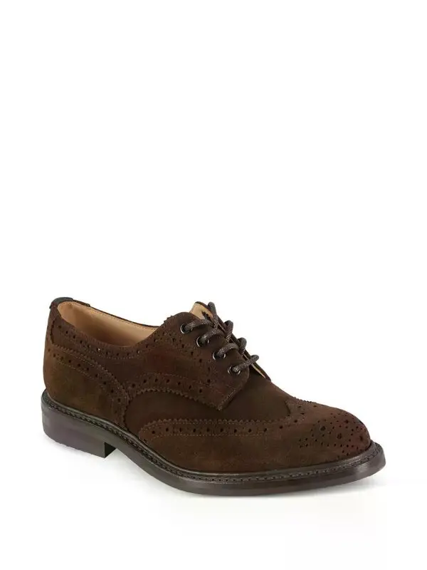 TRICKER'S Perforated Suede Derby Shoes - Brown