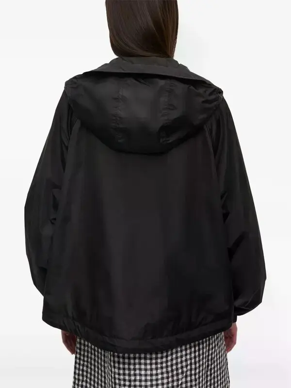 GANNI Hooded Jacket With Logo Patch - Black