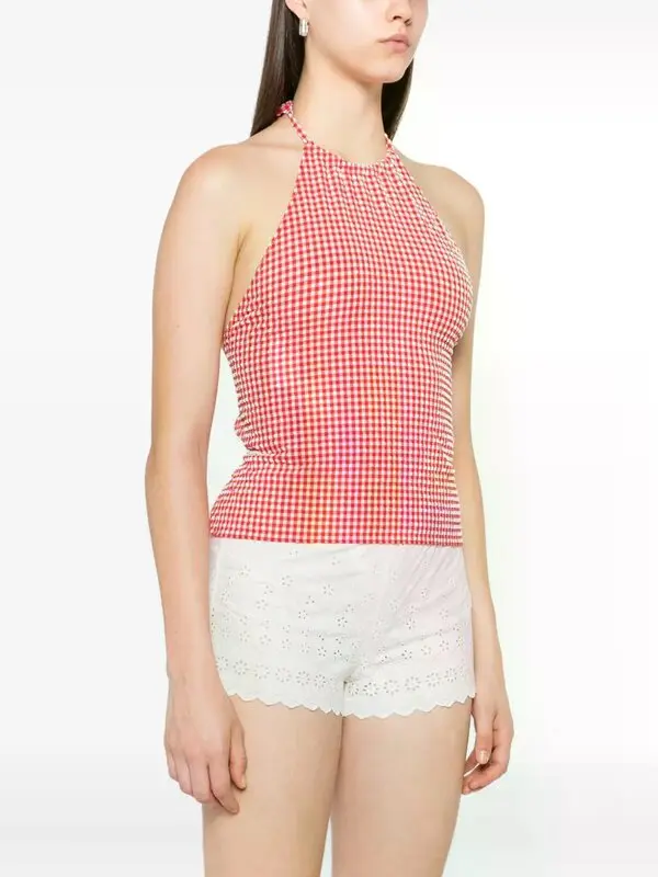 Hunza G Gingham Halterneck Top - Red