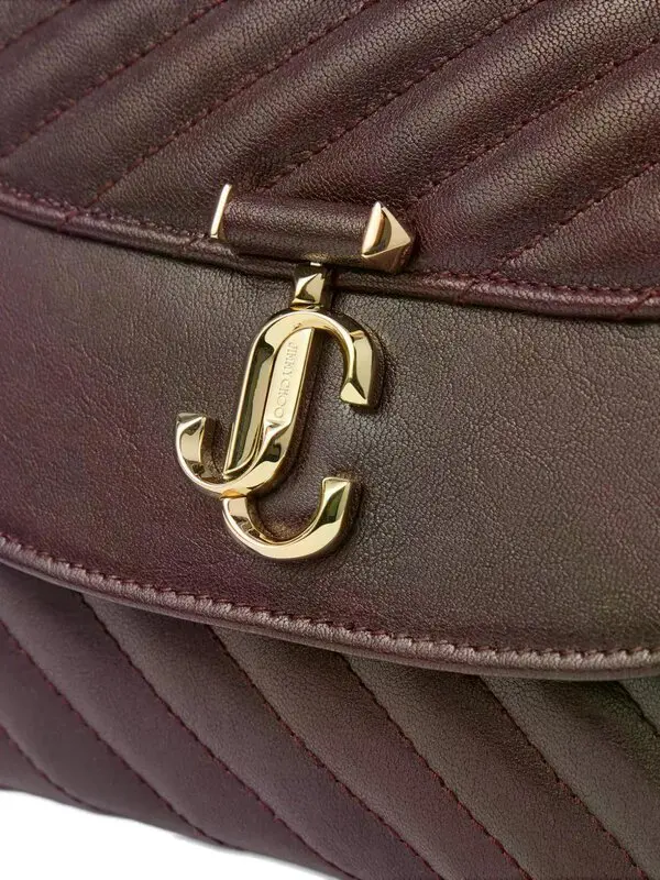 JIMMY CHOO Quilted Leather Shoulder Bag With Pearl Embellished Strap