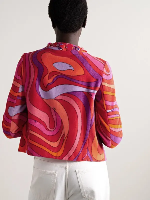 Emilio Pucci Embellished Twill-trimmed Printed Cotton-terry Jacket