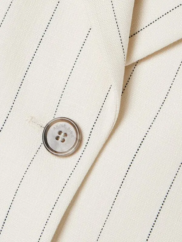 ANINE BING Sara Oversized Pinstriped Woven Blazer