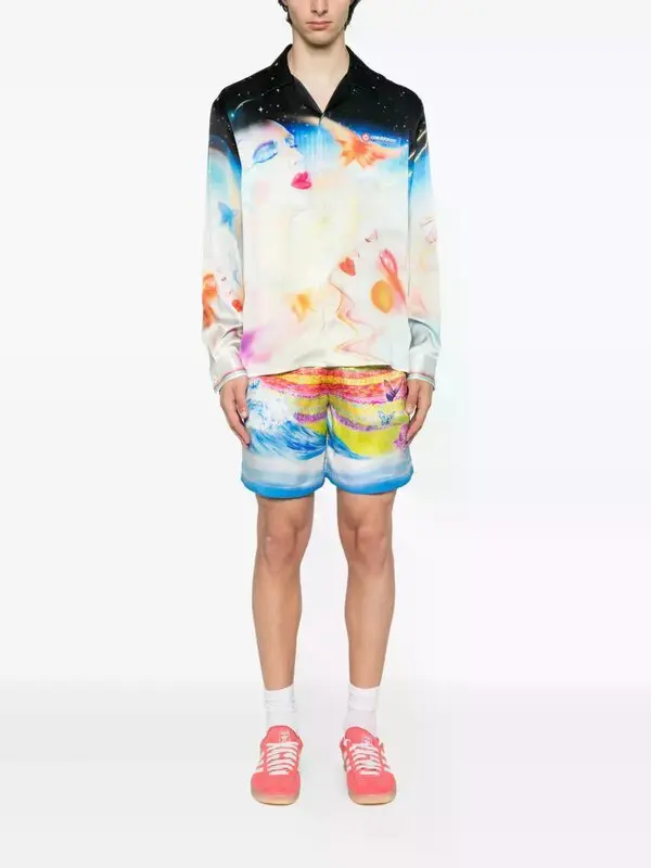 Casablanca Celestial-print Silk Shirt - Blue