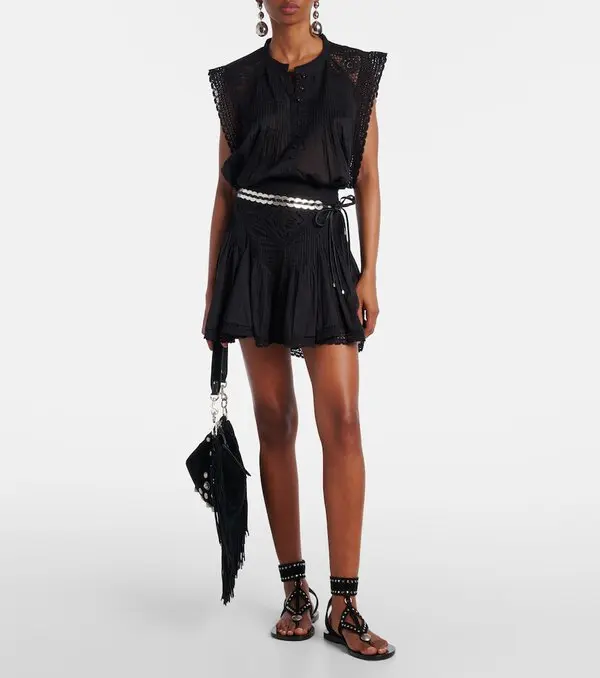 MARANT ETOILE Lace-trimmed Cotton Miniskirt