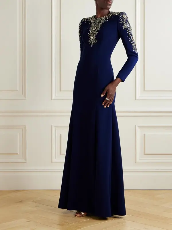 Jenny Packham Embellished Crepe Gown