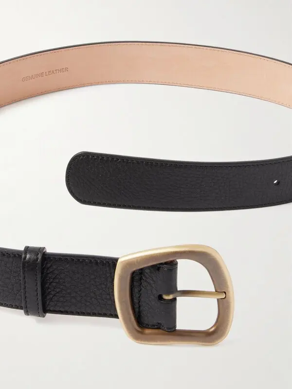 Gabriela Hearst Simone Textured Leather Belt With Gold-tone Buckle