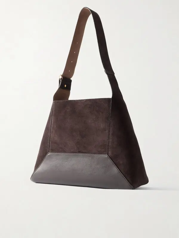 JIMMY CHOO Diamond Medium Suede And Leather Shoulder Bag - Brown