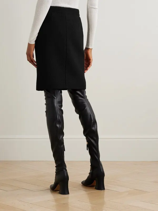 Chloé Button-embellished Wool-blend Bouclé Mini Skirt