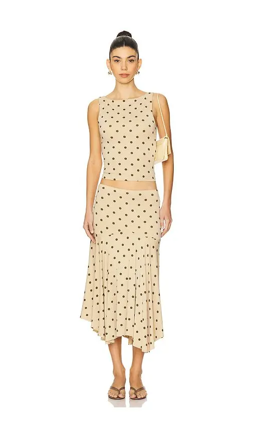 With Jéan Polka Dot Cropped Top
