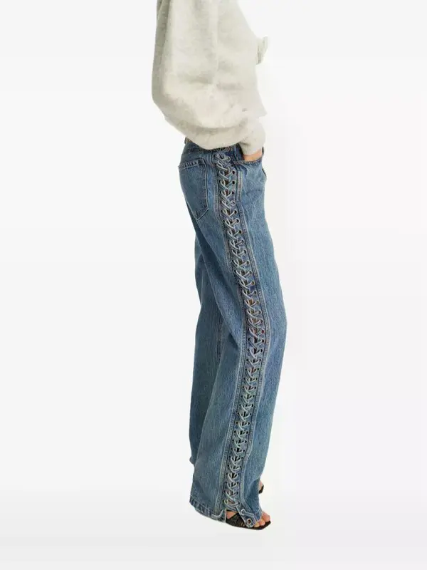 ROTATE BY BIRGER CHRISTENSEN Lace-up Straight-leg Jeans