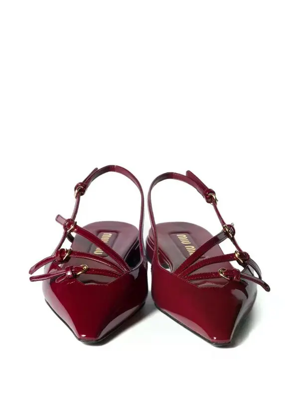 Miu Miu Patent Leather Slingback Flat Pumps - Red