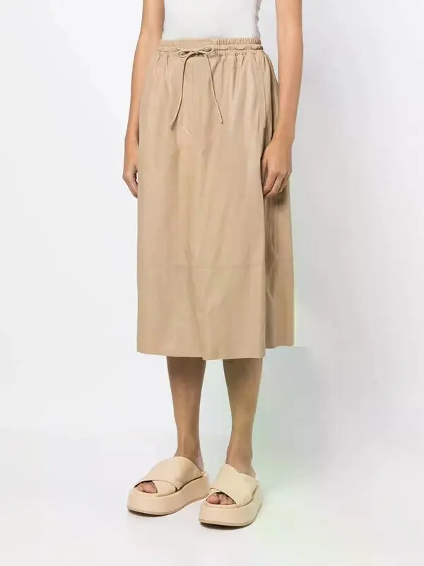 YVES SALOMON Leather Flared Skirt - Neutrals