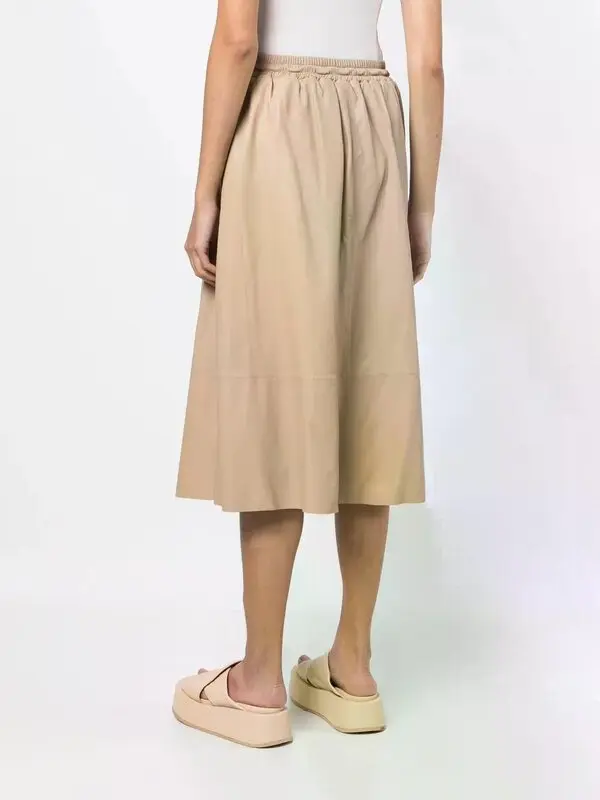 YVES SALOMON Leather Flared Skirt - Neutrals