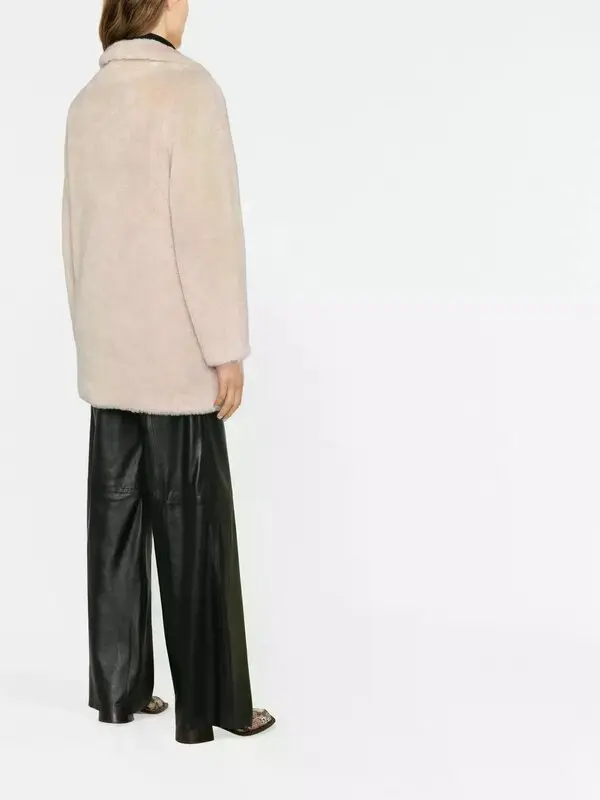 YVES SALOMON Shearling Trim Single-breasted Coat
