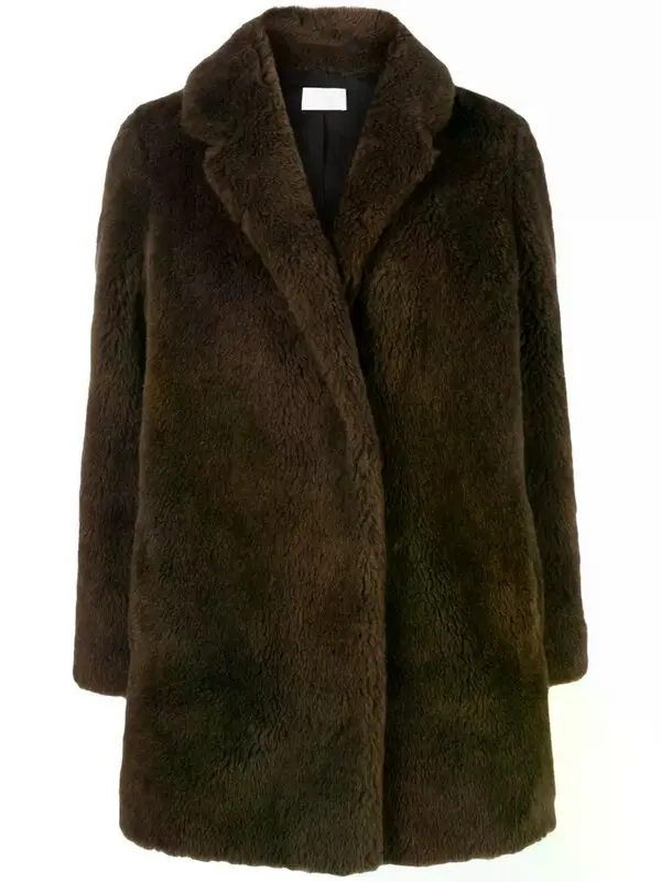 YVES SALOMON Notched Lapel Single-breasted Coat - Brown