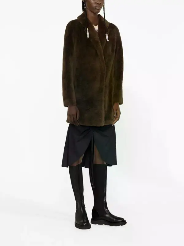 YVES SALOMON Notched Lapel Single-breasted Coat