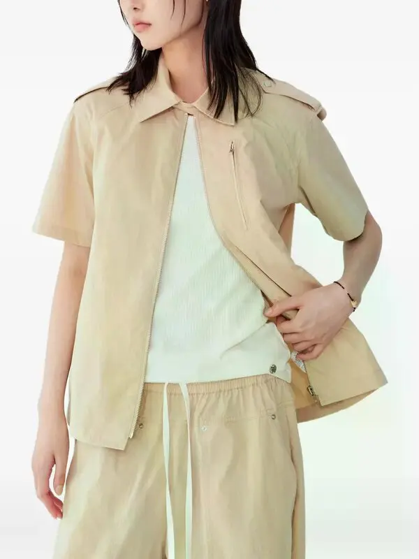 STUDIO TOMBOY Short-sleeve Zip-up Shirt - Neutrals