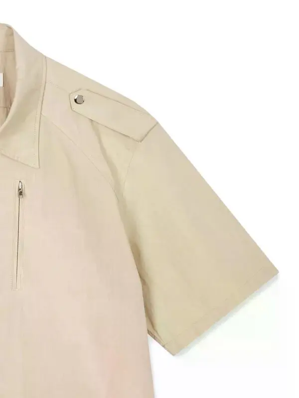 STUDIO TOMBOY Short-sleeve Zip-up Shirt - Neutrals