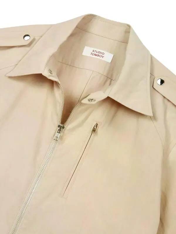 STUDIO TOMBOY Short-sleeve Zip-up Shirt - Neutrals