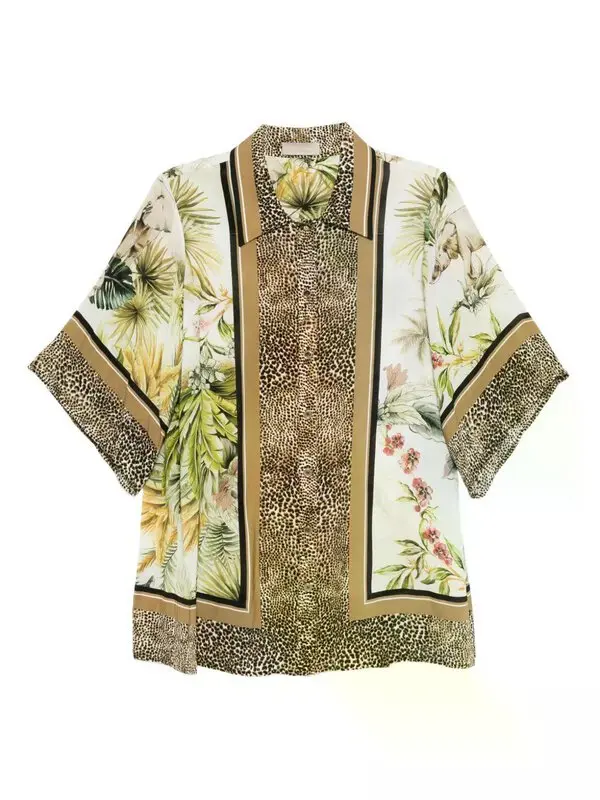 Elie Saab Savannah Print Chiffon Shirt - Neutrals