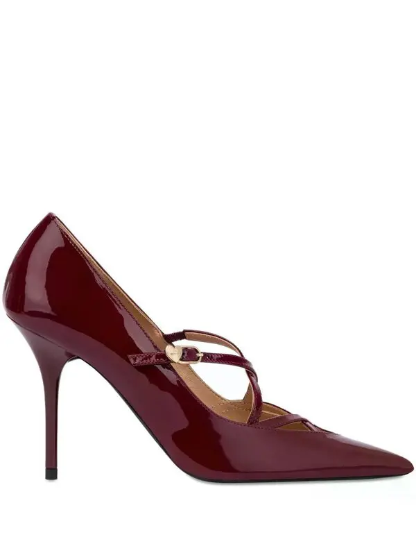 Moschino Bordeaux Leather Pointed Toe Pumps