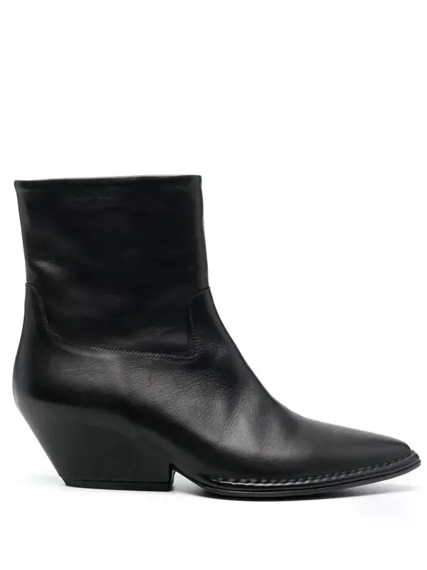 DEL CARLO Calf Leather Ankle Boots - Black