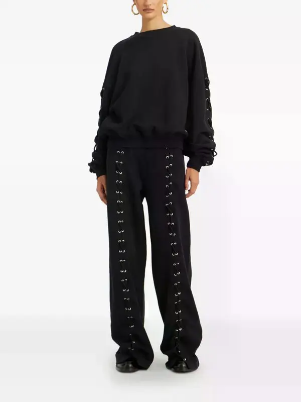 ROTATE BY BIRGER CHRISTENSEN Lace-up Detail Track Pants - Black