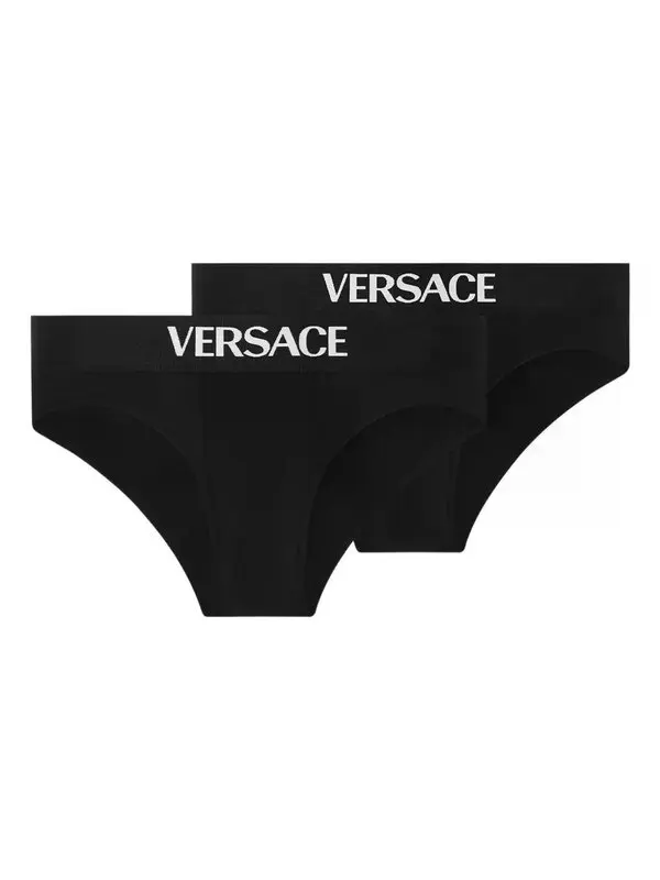 Versace Cotton-jersey Briefs 2-pack - Black