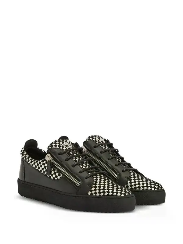 GIUSEPPE ZANOTTI Frankie Checked Leather Sneakers - Black