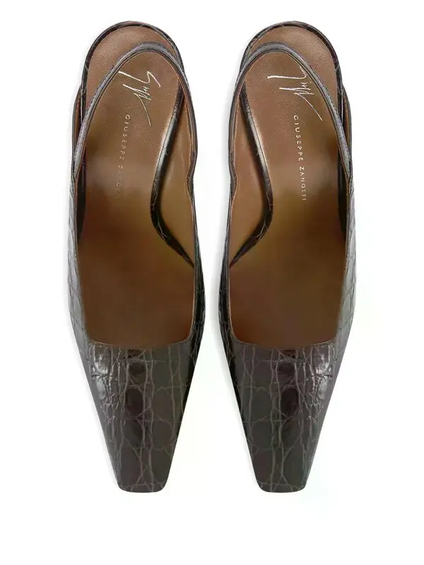 GIUSEPPE ZANOTTI Brendha Crocodile-effect Slingback Pumps