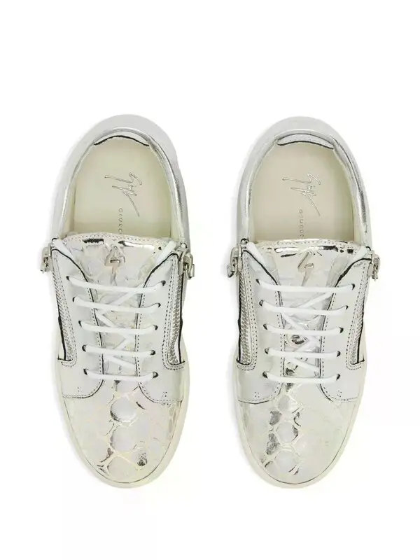 GIUSEPPE ZANOTTI Nicki Zip-detail Leather Sneakers - Grey