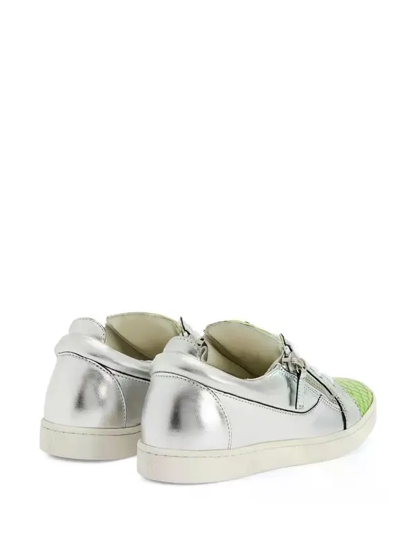 GIUSEPPE ZANOTTI Nicki Metallic Leather Zip Detail Sneakers - Grey
