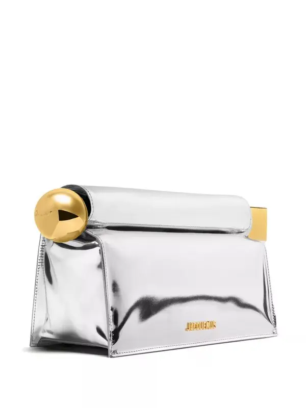 Jacquemus The Rond Carré Clutch In Metallic