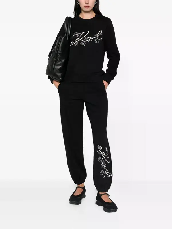 Karl Lagerfeld Floral Embroidered Cotton Sweatshirt