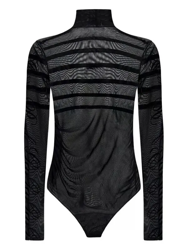 JEAN PAUL GAULTIER Striped Mesh Bodysuit - Black