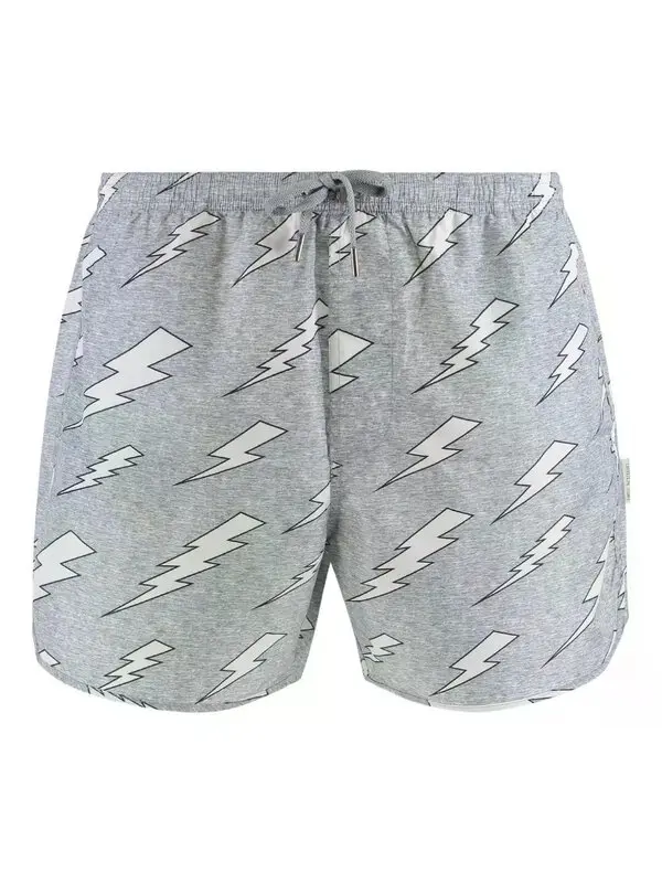 Neil Barrett Rain Bolts-print Swim Shorts - Grey