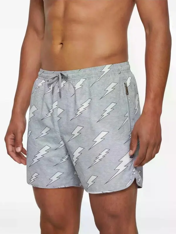 Neil Barrett Rain Bolts-print Swim Shorts