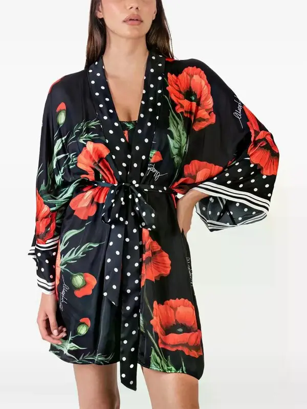 MAZZEI Poppy-print Belted Mini Dress