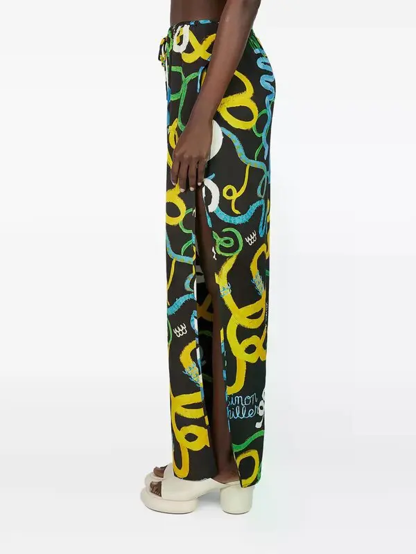 SIMONMILLER Abstract Print Drawstring Side-split Trousers