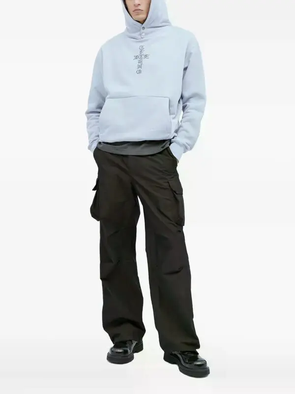 ICE & TECHNO Cross-print Snap-fastening Hoodie