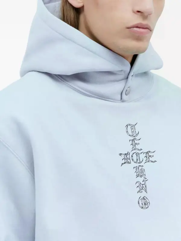 ICE & TECHNO Cross-print Snap-fastening Hoodie